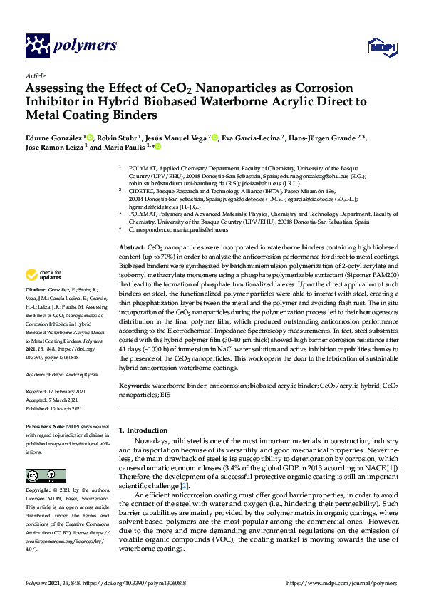 (PDF) Assessing the Effect of CeO2 Nanoparticles as Corrosion Inhibitor ...