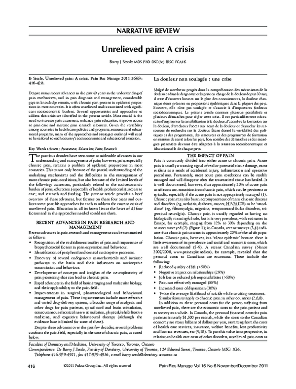 (PDF) Unrelieved pain: a crisis