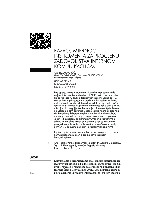 (PDF) Development of the Internal Communication Satisfaction Questionnaire