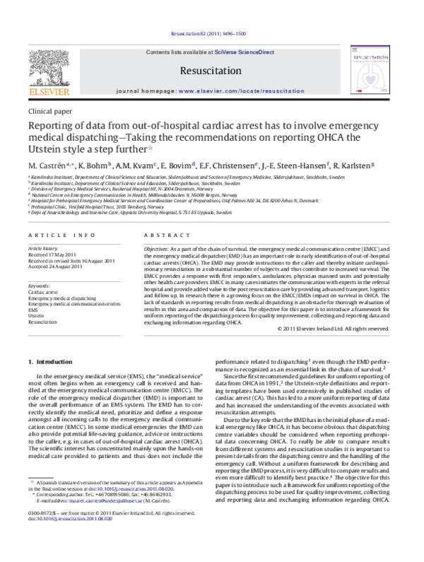 (PDF) Reporting of data from out-of-hospital cardiac arrest has to ...