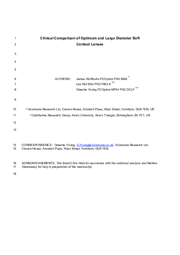 (PDF) Clinical comparison of optimum and large diameter soft contact lenses