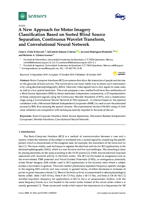 Pdf A New Approach For Motor Imagery Classification Based On Sorted Blind Source Separation