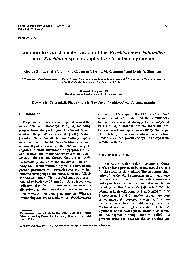 (PDF) Immunological characterization of the Prochlorothrix hollandica ...