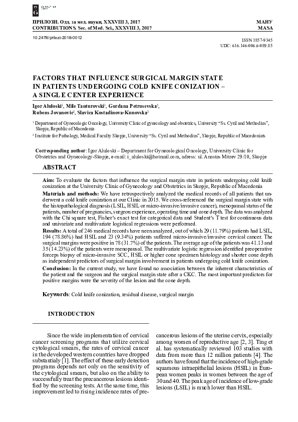 (PDF) Factors That Influence Surgical Margin State in Patients ...
