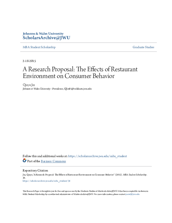 (PDF) A Research Proposal: The Effects of Restaurant Environment on ...