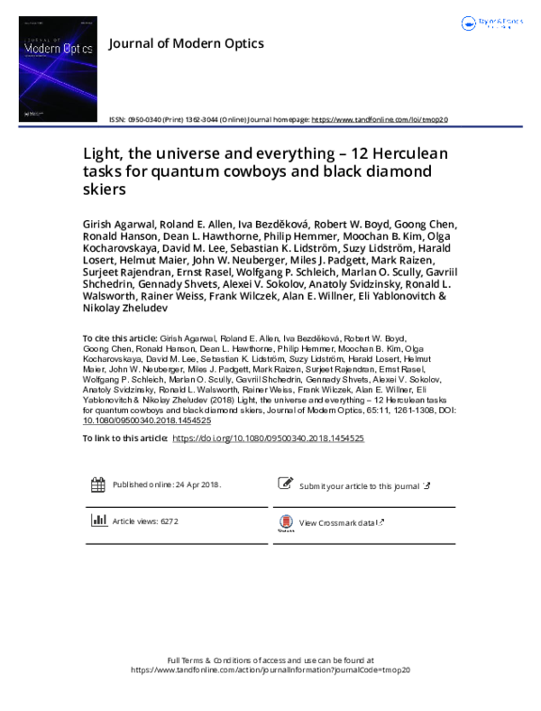 (PDF) Light, the universe and everything – 12 Herculean tasks for ...