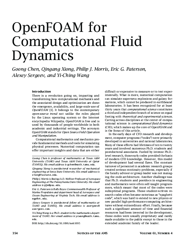 Pdf Openfoam For Computational Fluid Dynamics