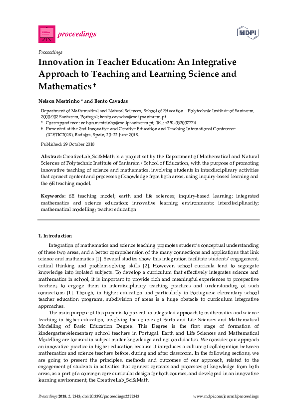 (PDF) Innovation in Teacher Education: An Integrative Approach to ...