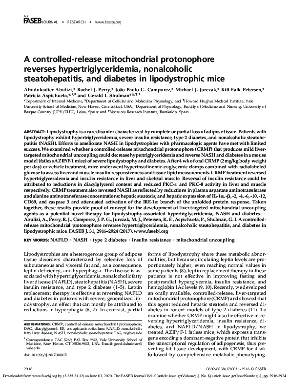 (PDF) A controlled-release mitochondrial protonophore reverses ...