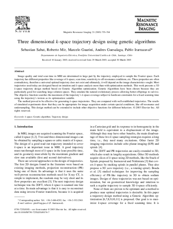 (PDF) Three dimensional k-space trajectory design using genetic algorithms