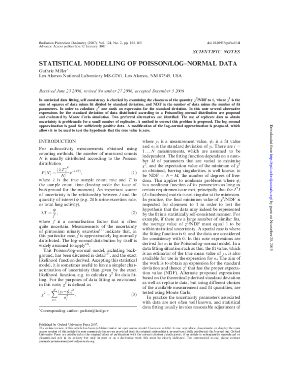 (PDF) Statistical Modelling of Poisson/Log-Normal Data
