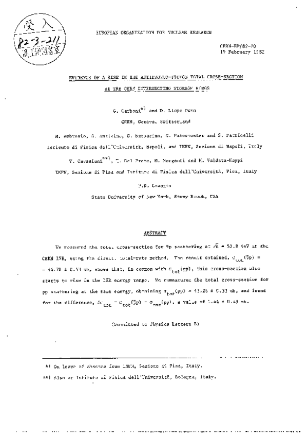 (PDF) Evidence of a rise in the antiproton-proton total cross section ...