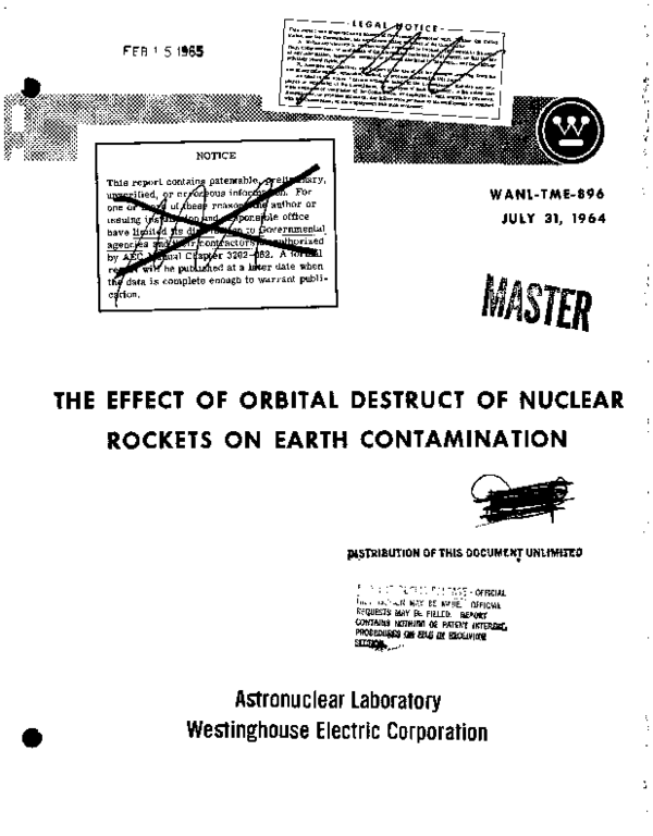 (PDF) Effect of orbital destruct of nuclear rockets on earth contamination
