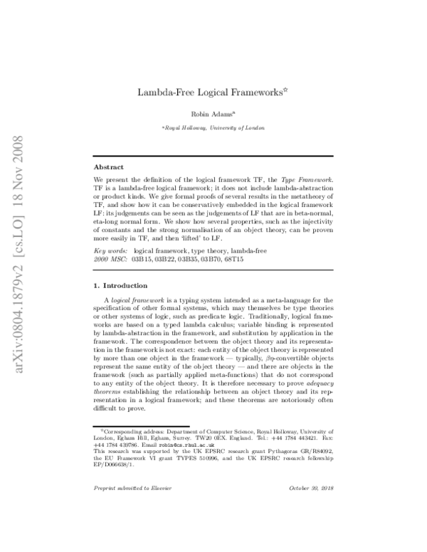 (PDF) Type Framework: A Lambda-Free System