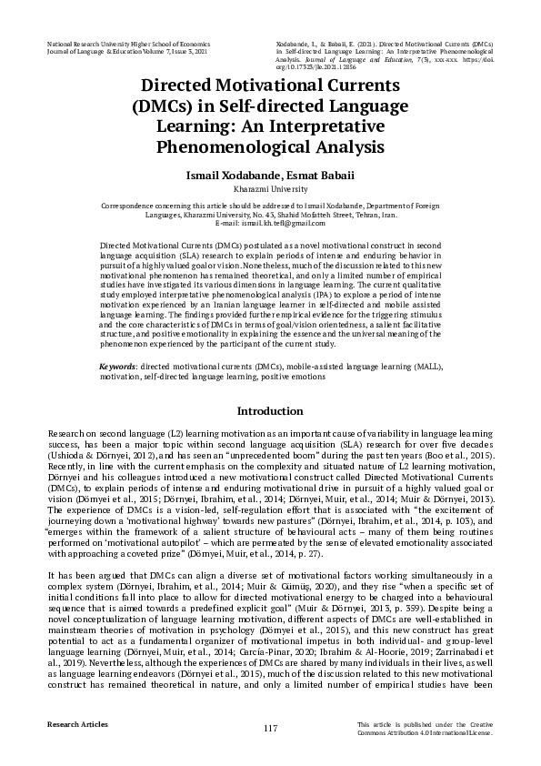 (PDF) Directed Motivational Currents (DMCs) in Self-directed Language ...