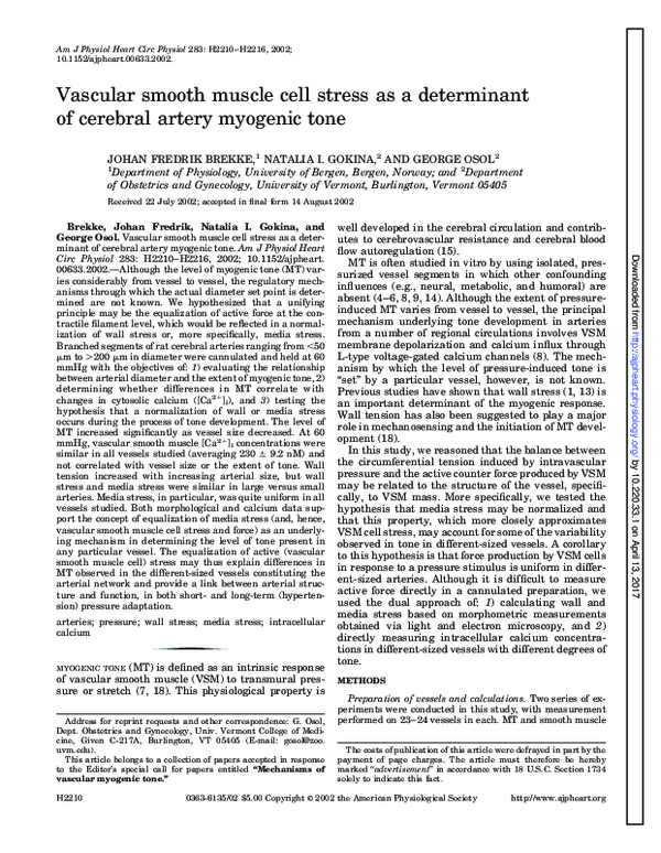 (PDF) Vascular smooth muscle cell stress as a determinant of cerebral ...