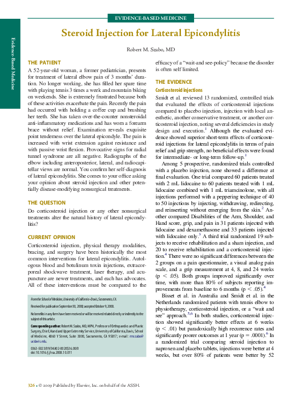 (PDF) Steroid Injection for Lateral Epicondylitis