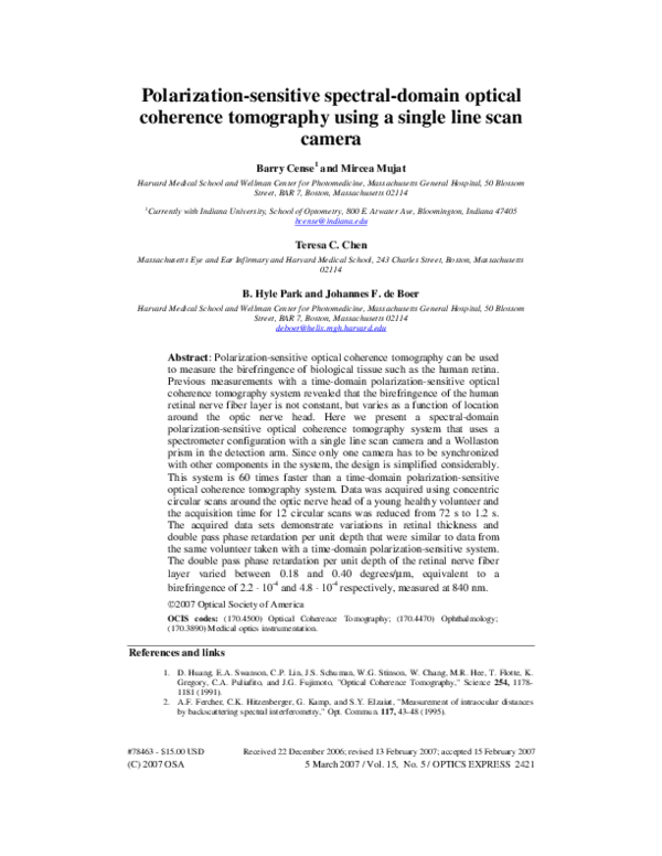 (PDF) Polarization-Sensitive Spectral-Domain Optical Coherence ...