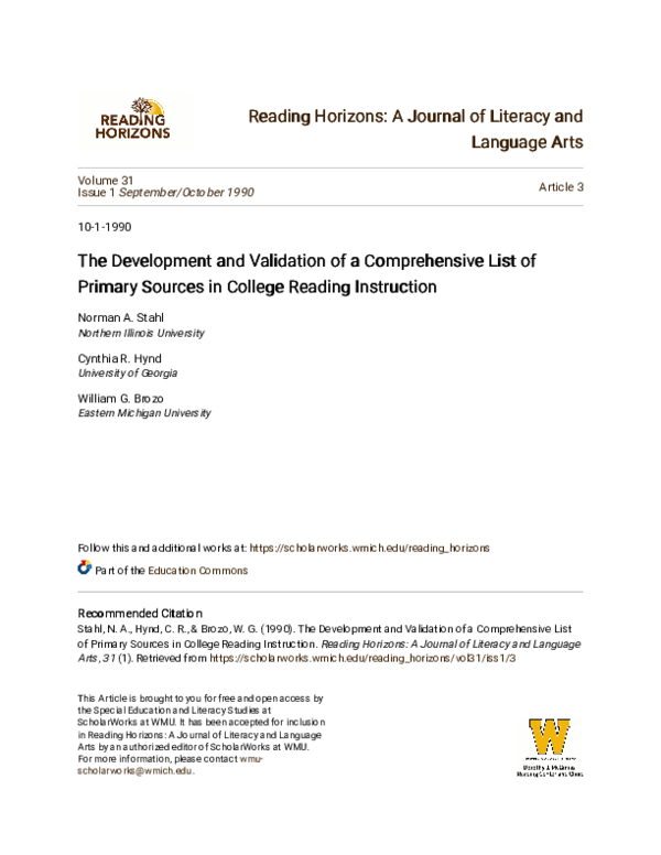 (PDF) The Development and Validation of a Comprehensive List of Primary ...