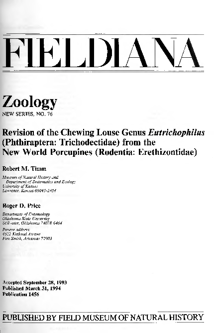 (PDF) Revision of the chewing louse genus Eutrichophilus (Phthiraptera ...