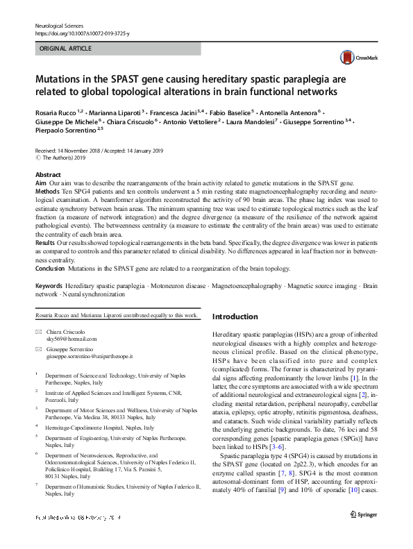 (PDF) Mutations in the SPAST gene causing hereditary spastic paraplegia ...