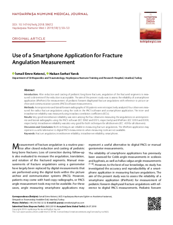 (PDF) Use of a smartphone application for fracture angulation measurement