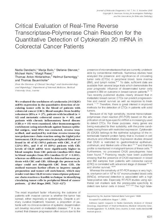 (PDF) Critical Evaluation of Real-Time Reverse Transcriptase-Polymerase Chain Reaction for the ...