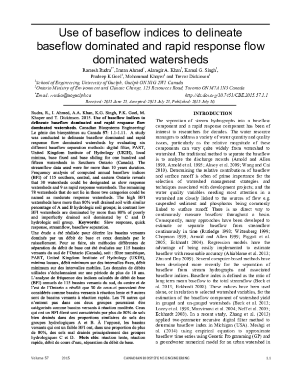 (PDF) Use of baseflow indices to delineate baseflow dominated and rapid ...