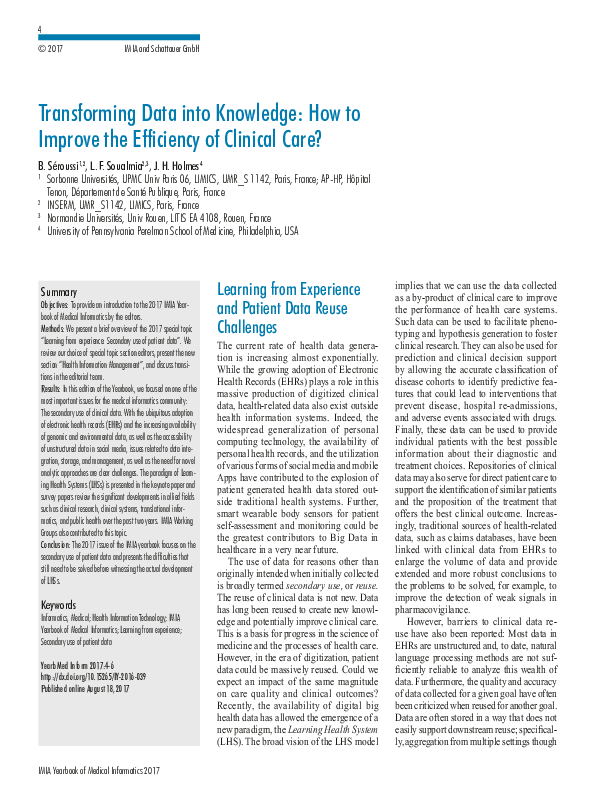 (PDF) Transforming Data into Knowledge: How to Improve the Efficiency ...