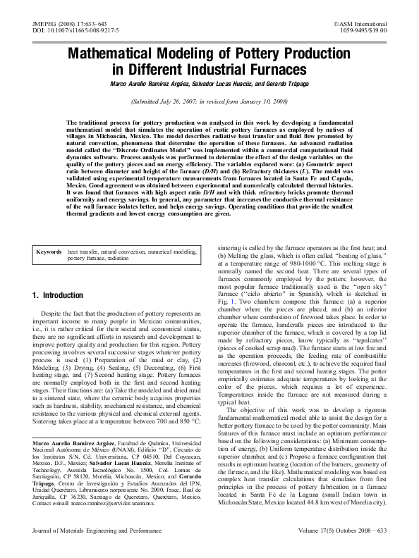 (PDF) Mathematical Modeling of Pottery Production in Different ...