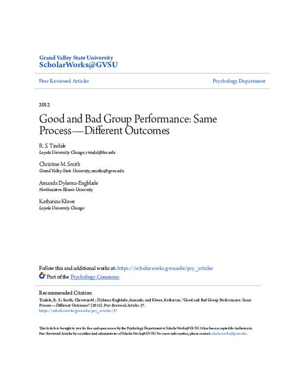 (PDF) Good and bad group performance: Same process--different outcomes