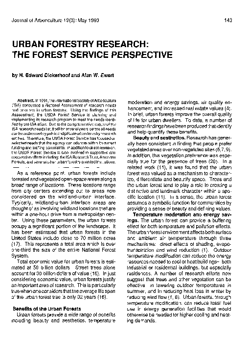 (PDF) Urban Forestry Research: The Forest Service Perspective