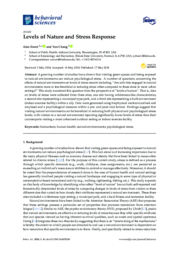 (PDF) Levels of Nature and Stress Response
