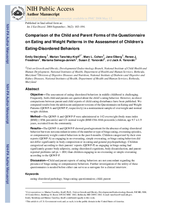 (PDF) Comparison of the child and parent forms of the Questionnaire on ...