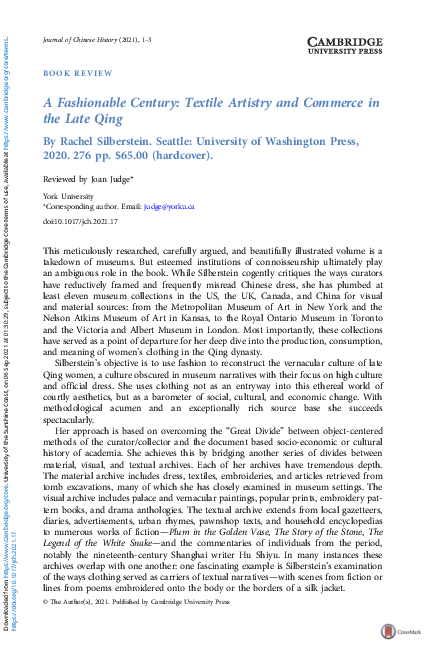 (PDF) Joan Judge, Review of Rachel Silberstein, A Fashionable Century ...