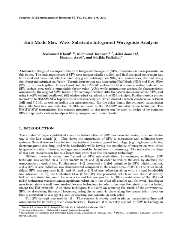 (PDF) Half-Mode Slow-Wave Substrate Integrated Waveguide Analysis