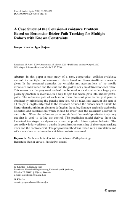 (PDF) A Case Study of the Collision-Avoidance Problem Based on Bernstein–Bézier Path Tracking ...