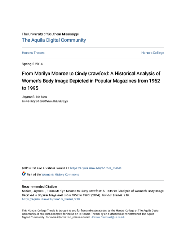 (PDF) From Marilyn Monroe to Cindy Crawford: A Historical Analysis of ...