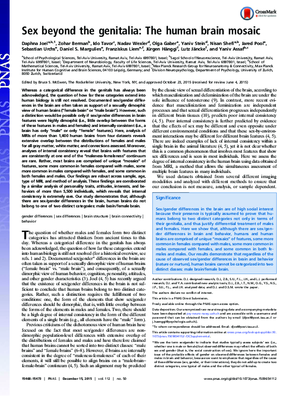 Pdf Sex Beyond The Genitalia The Human Brain Mosaic