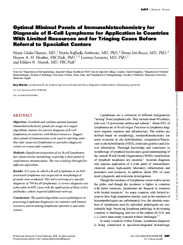 (PDF) Optimal Minimal Panels of Immunohistochemistry for Diagnosis of B ...