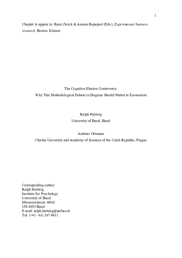 (PDF) Chapter to appear in: Rami Zwick & Amnon Rapoport (Eds ...