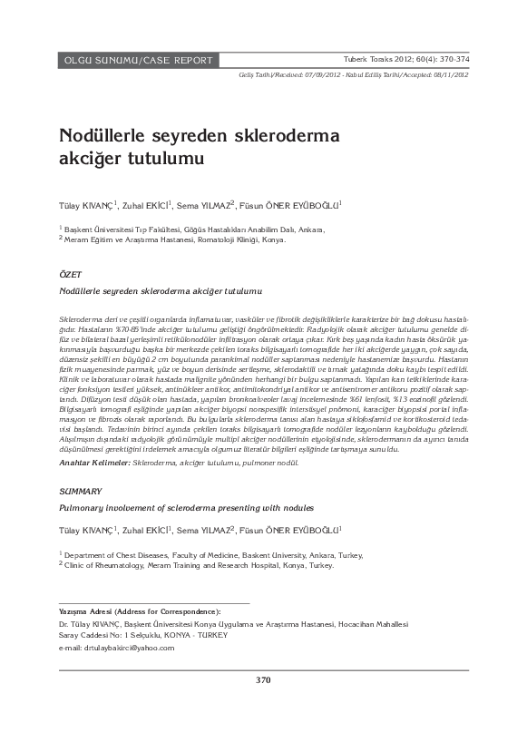 (PDF) Pulmonary involvement of scleroderma presenting with nodules