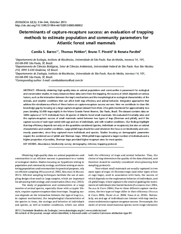 Pdf Determinants Of Capture Recapture Success An Evaluation Of