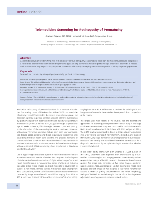(PDF) Telemedicine screening for retinopathy of prematurity in ...