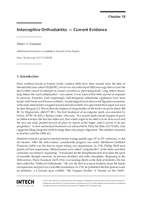 (PDF) Interceptive Orthodontics — Current Evidence