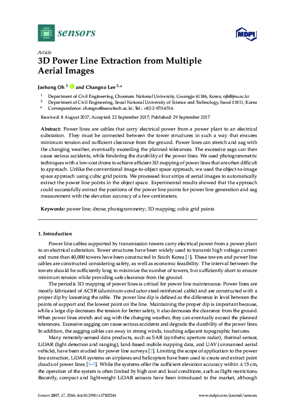 (PDF) 3D Power Line Extraction from Multiple Aerial Images