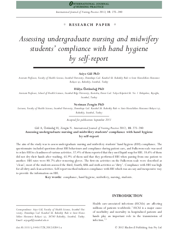 (PDF) Assessing undergraduate nursing and midwifery students ...