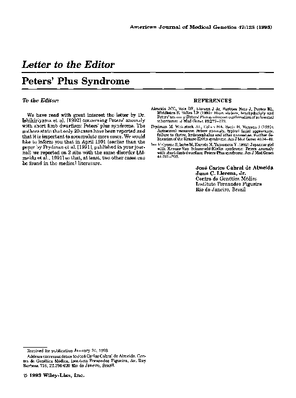 (PDF) Peters' plus syndrome