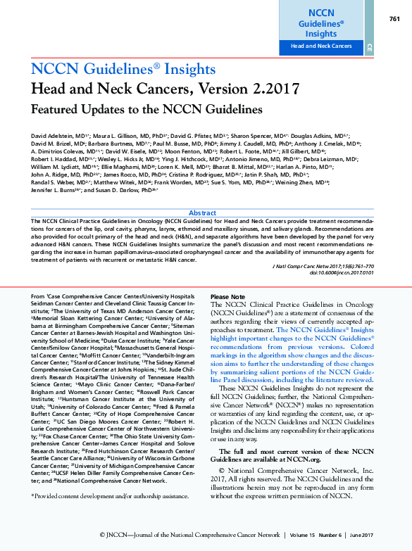 (PDF) NCCN Guidelines Insights: Head and Neck Cancers, Version 2.2017