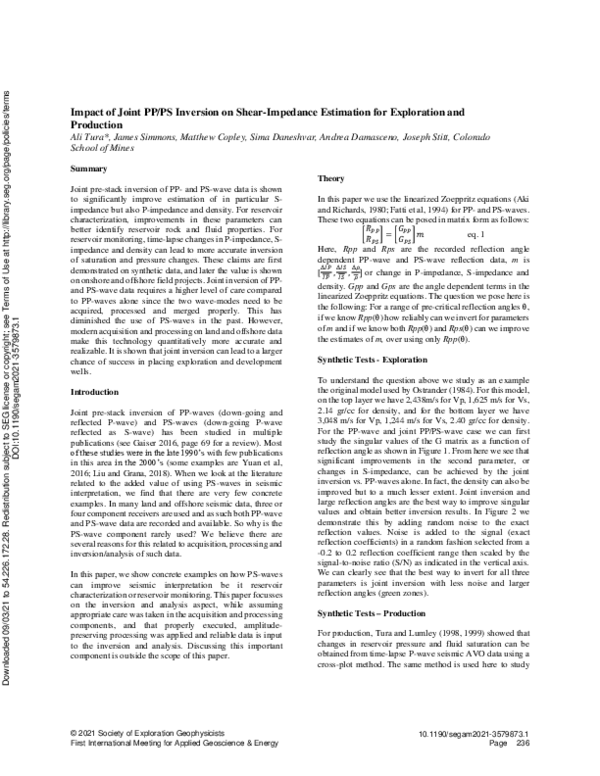 (PDF) Impact of joint PP/PS inversion on shear-impedance estimation for ...